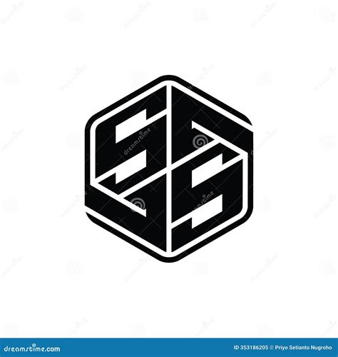 Ss Logo Monogram Hexagon Shape With Ornament Abstract Isolated Outline Design Template Cartoon
