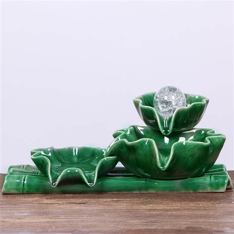 陶瓷鱼缸自动循环流水养鱼盆增氧过滤器室内喷泉瀑布装饰造景摆件 虎窝淘