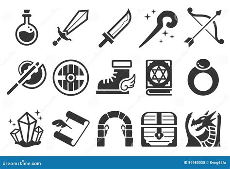 Game RPG Icons Stock Vector Illustration Of Archer Dragon 89980035