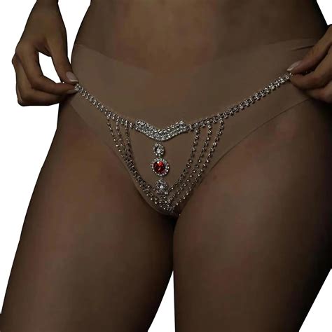Sexy Simple Rhinestone Body Chain Thong Panties Jewelry Summer Beach