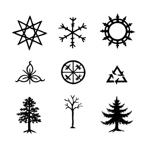 Tree Top Symbols Vector Illustration Set Premium Ai Generated Vector