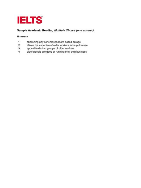 Ielts Academic Reading Computer Delivered Multiple Choice One Answer
