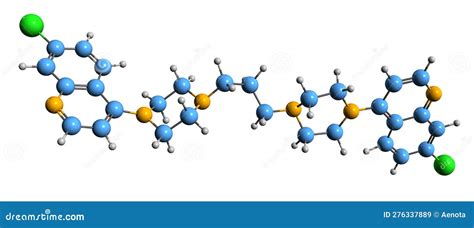 3d Image Of Piperaquine Skeletal Formula Stock Illustration