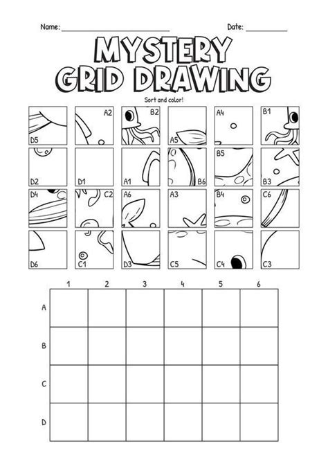 15 Printable Mystery Grid Drawing Worksheets Art Art Worksheets Fun Worksheets Art Sub Lessons