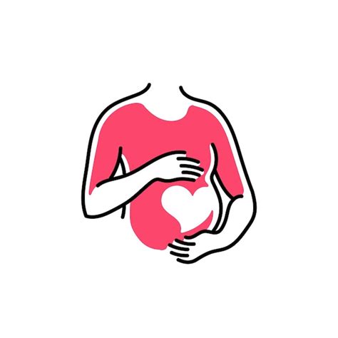 Premium Vector Pregnancy Love Heart Logo Pregnant Woman Maternal