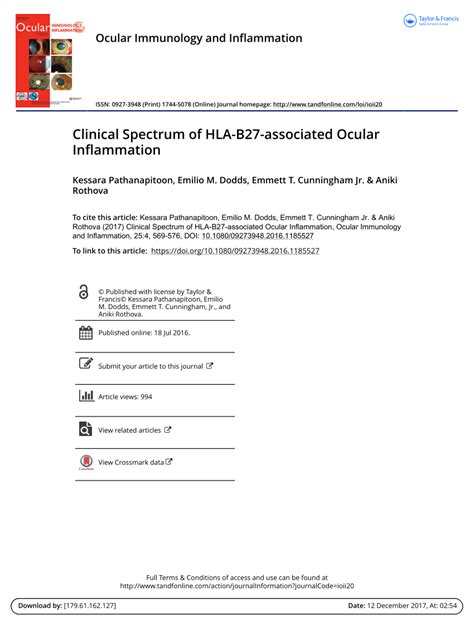 Pdf Clinical Spectrum Of Hla B27 Associated Ocular Inflammation