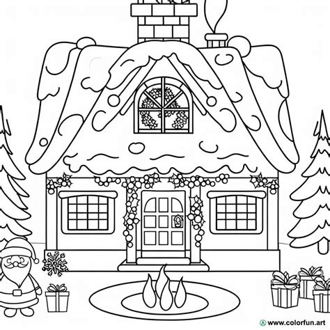 Coloriage De La Maison Du Père Noël à Télécharger Ou à Imprimer
