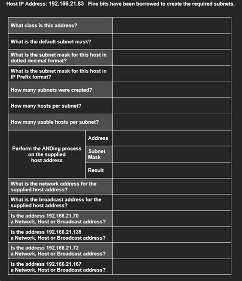 Solved Host IP Address 192 166 21 83 Five Bits Have Been Chegg Com