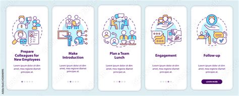 Developing Adaptation Process Onboarding Mobile App Screen Hiring Walkthrough 5 Steps Editable
