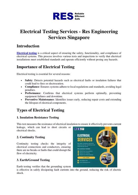 Ppt Electrical Testing Services Res Engineering Services Singapore