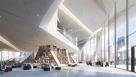 Modern Library With Reading Area Seating Books And Contemporary