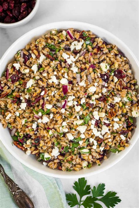 Farro Salad With Cranberries Pecans And Feta
