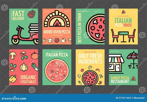 Conjunto De Cartazes Cartazes Cartazes De Pizza Italiana Vetor Ilustração do Vetor Ilustração