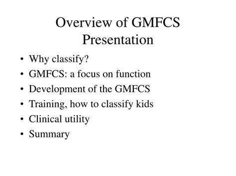 Ppt Gross Motor Function Classification System Gmfcs Powerpoint Presentation Id 449990