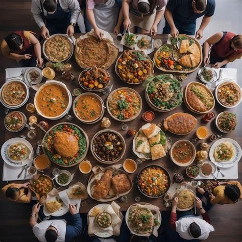 Premium Ai Image Top View Over Food Banquet