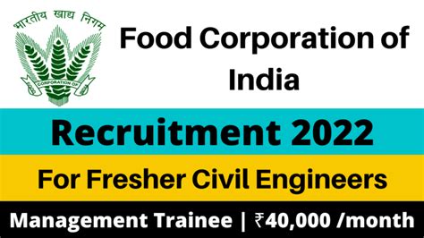 Food Corporation Of India Fci Recruitment 2022 Technical Civil