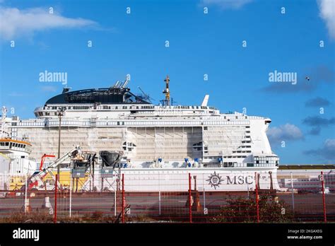 The Cruise Ship Msc Euribia Is Seen During Its Construction At The