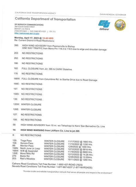 Caltrans Road Conditions Update Rt 14 April 17 1 45 Pm Sierra Wave