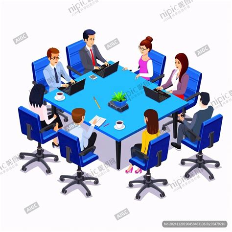 Ai创作图简洁会议政 企业蓝色会议 蓝色企业会议 渐变会议画面 蓝色简约会议 人物交流洽谈会 会议插画 蓝色渐变会议 蓝色会议企业会议 年终企业会议 开会场景 企业招标会议 企业员工动员会议