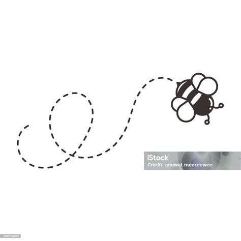 Ilustración De Ruta De Vuelo De Abejas Vector Abeja Volando En Una