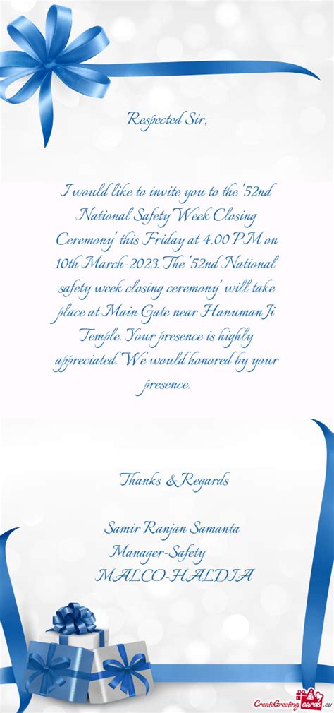 Pm On 10th March 2023 The 52nd National Safety Week Closing Ceremony