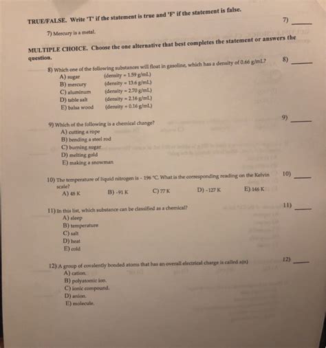 Solved Truefalse Write T If The Statement Is True And