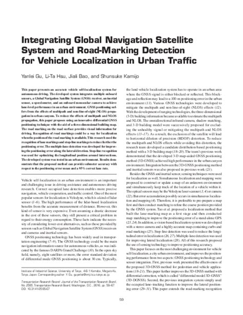 Pdf Integrating Global Navigation Satellite System And Road Marking Detection For Vehicle