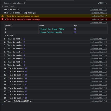 Javascript Console