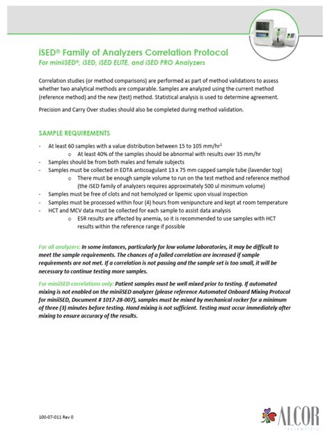 Ised Analyzers Correlation Protocol Guide Pdf Sampling Statistics