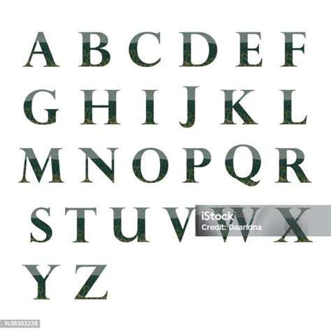 자연 장면 알파벳입니다 안개가 자욱한 영어 풍경 문자 평면 벡터 스타일의 흰색 배경에 격리된 스톡 벡터 그림 0명에 대한 스톡 벡터 아트 및 기타 이미지 Istock