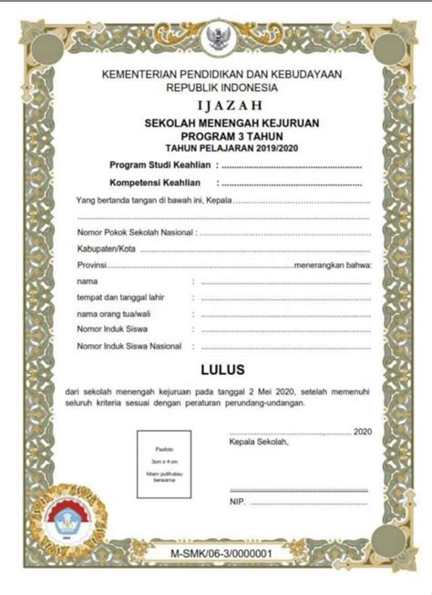 Contoh Ijazah Sma 2019 Juknis Dan Tata Cara Penulisan