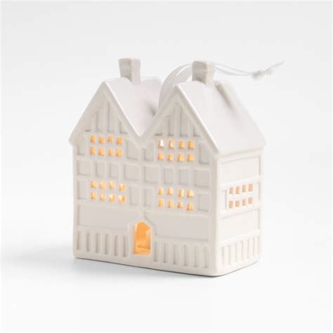 White Ceramic Storefront Christmas Ornament Crate And Barrel