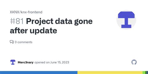 Project Data Gone After Update · Issue 81 · Xknxknx Frontend · Github