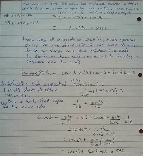 A Level Maths Notes A2 Using Pythagoras Identities Part 2