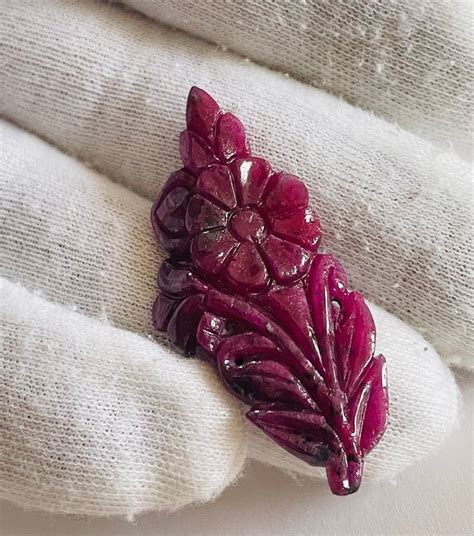 Excellent Ruby Carved 100 Natural Ruby Designer Flower Etsy Flower