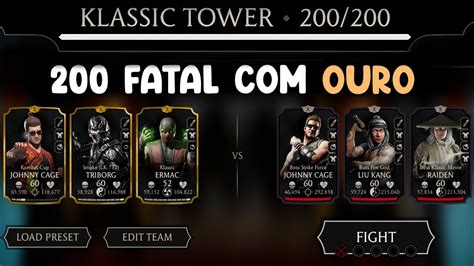 Luta Chefe 200 Final Torre Klássica Fatal usando Personagens Ouro MK