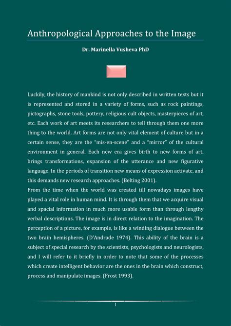 Pdf Anthropological Approaches To The Image