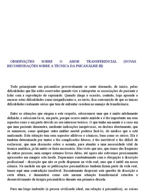 Observação Sobre O Amor Pdf Amor Psicanálise