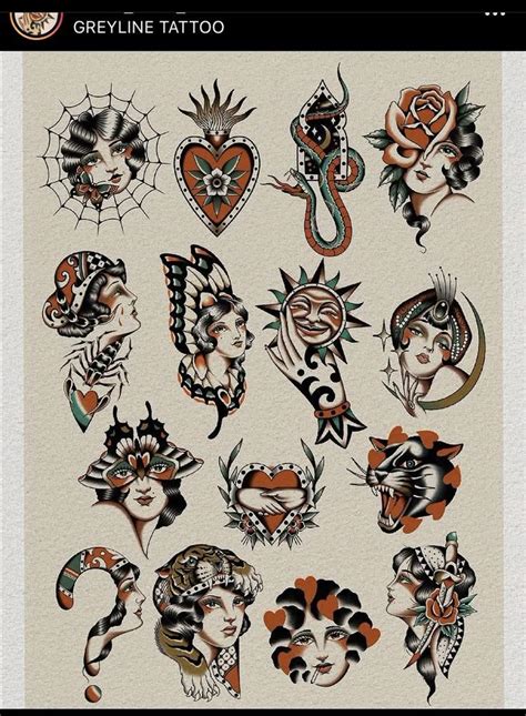 An Old School Tattoo Design With Many Different Designs