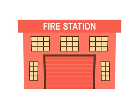 평평한 스타일의 소방서 건물 터 아이콘 프리미엄 벡터
