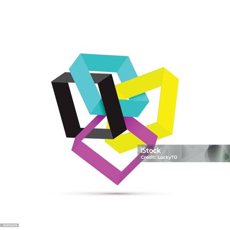 Vektor Bentuk Abstrak 3d Cmyk Untuk Printer Ilustrasi Stok Unduh