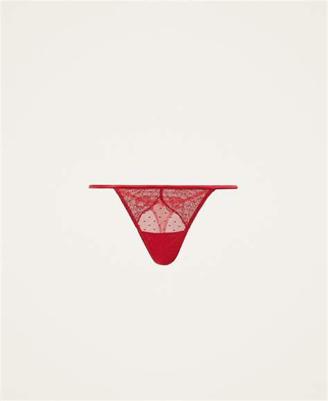 Tulle And Lace G String Woman Red Twinset Milano