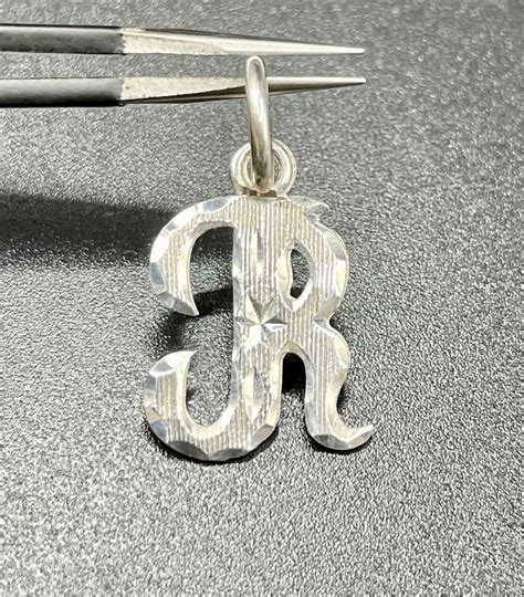 Celestial Vintage Cursive Initial R Sterling Silver 925 Charm Pendant Etsy