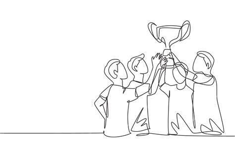 Premium Vector Single One Line Drawing Male Athlete Team In Sports