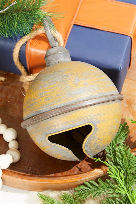 9” X 115” Large Antique Finish Metal Jingle Bell With Rope Decorator