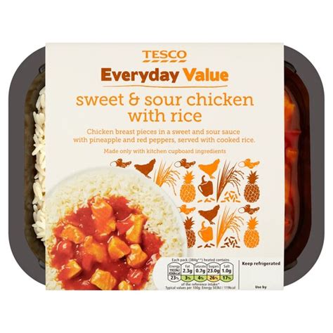 Tesco Everyday Value Sweet And Sour Chicken And Rice 400g Tesco Groceries