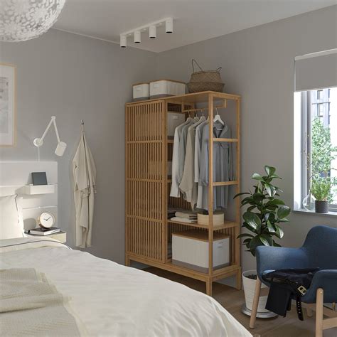 Nordkisa Guardaroba A Giorno Ante Scorrevoli Bambù 120x186 Cm Ikea