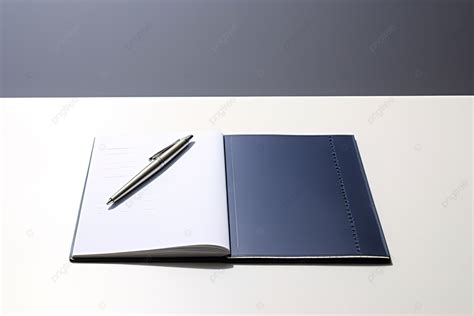 Pen In A Notebook With Blue Paper Sitting On A White Background High Resolution Lucky