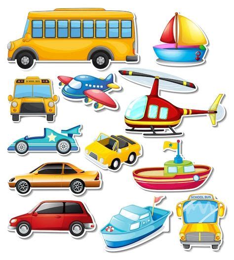 Sticker Set Of Different Vehicles