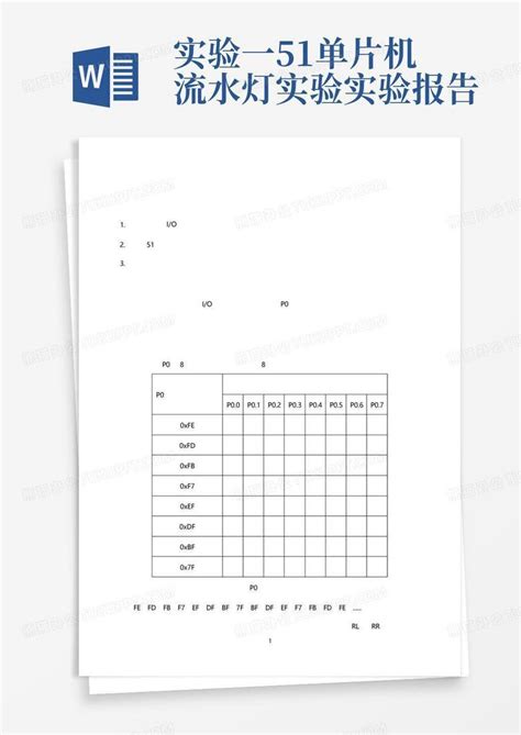 实验一 51单片机流水灯实验 实验报告word模板下载 编号qezyznzx 熊猫办公